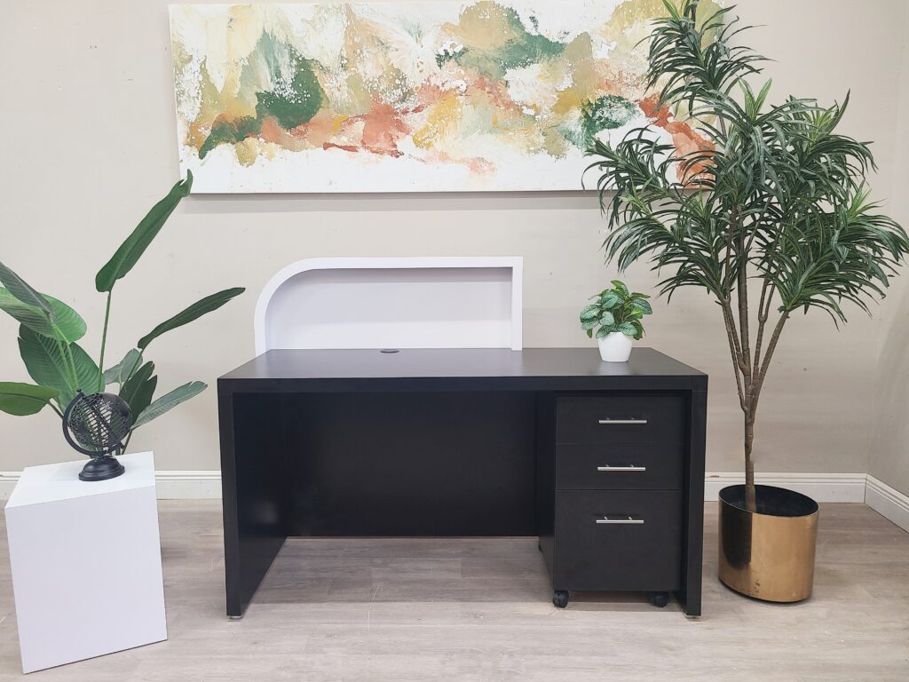 Amber Reception Desk (Matte Black & White) - Maram Design Office