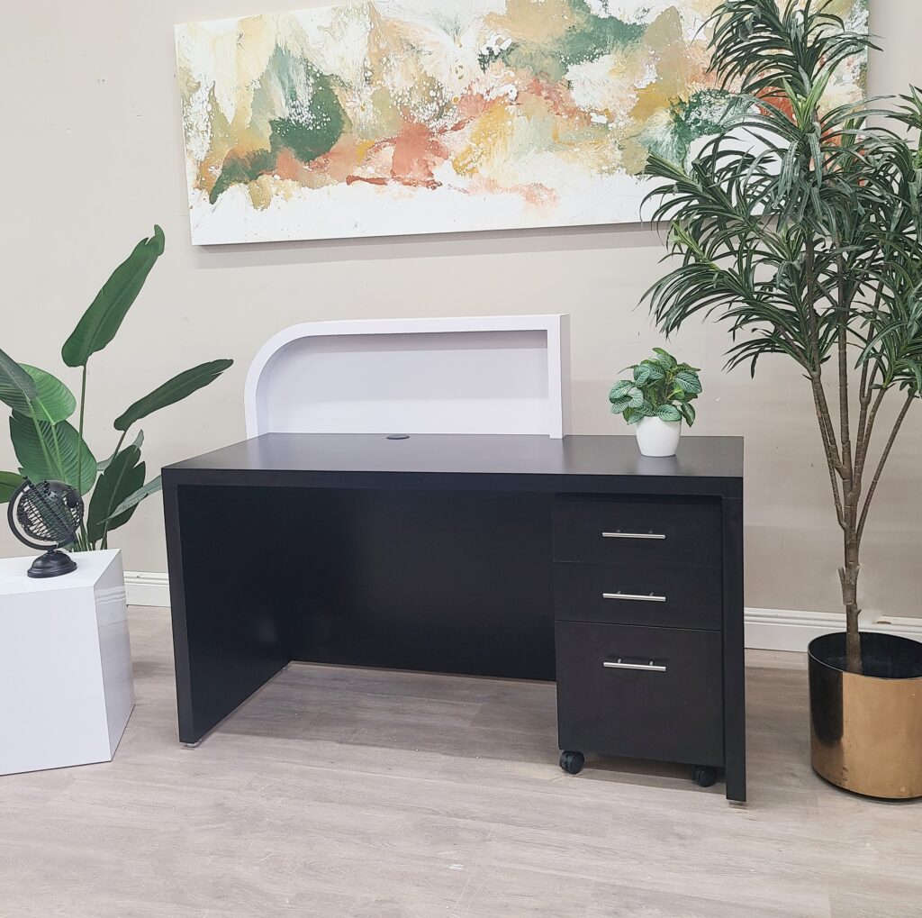 Amber Reception Desk (Matte Black & White) - Maram Design Office