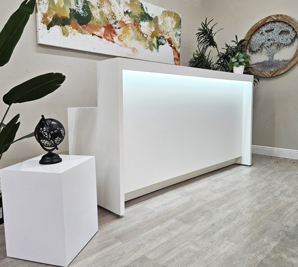 Aquamarine Reception Desk White – SALE - Maram Design Office