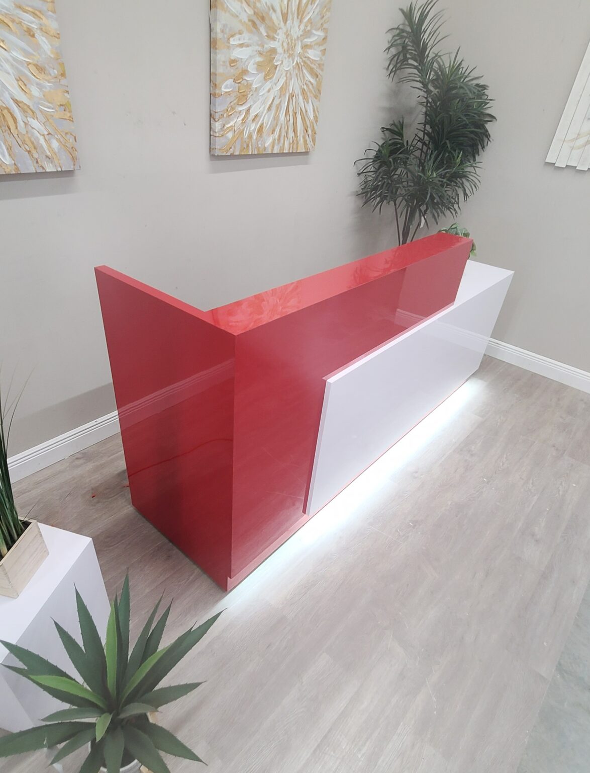 Jade Plus Reception Desk (White & Red) - Maram Design Office