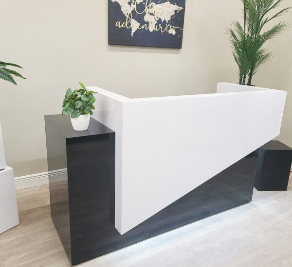 Nacre Reception Desk (White & Black) - Maram Design Office