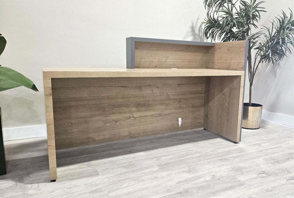 L Shaped Jade Plus Reception desk (Ginger Maple + Matte Black) 44 ...
