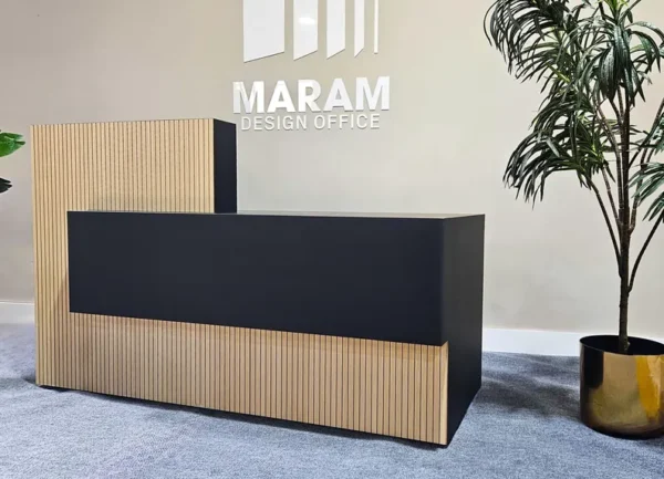 Topaz Reception desk. Beigewood Laminate Tambour - Maram Design Office